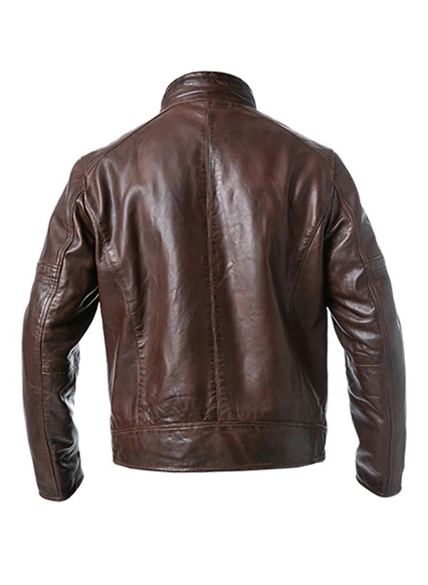 Men's Milestone | Bender Leather Jacket | Dark Brown - FLCrooks.com