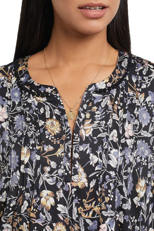 Women's Tribal Jeans | Sela Pintucked Floral Blouse | Sailor Blue ...