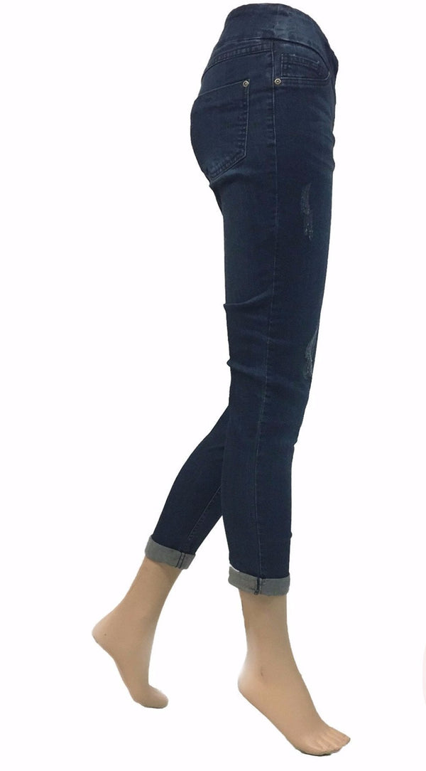 Women's Up! | Blue Jean Pull On Cotton Blend Pants | Blue - FLCrooks.com
